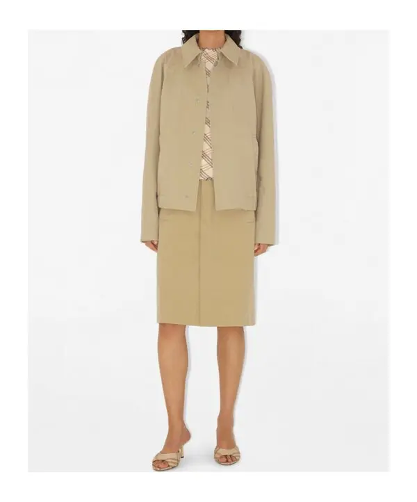 Burberry Cotton Jacket With Snap And Zipper Closure