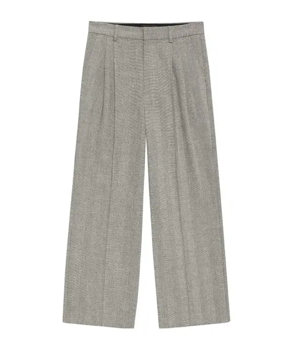 ANINE BING Mid Rise Belen Herringbone Trousers - Gray