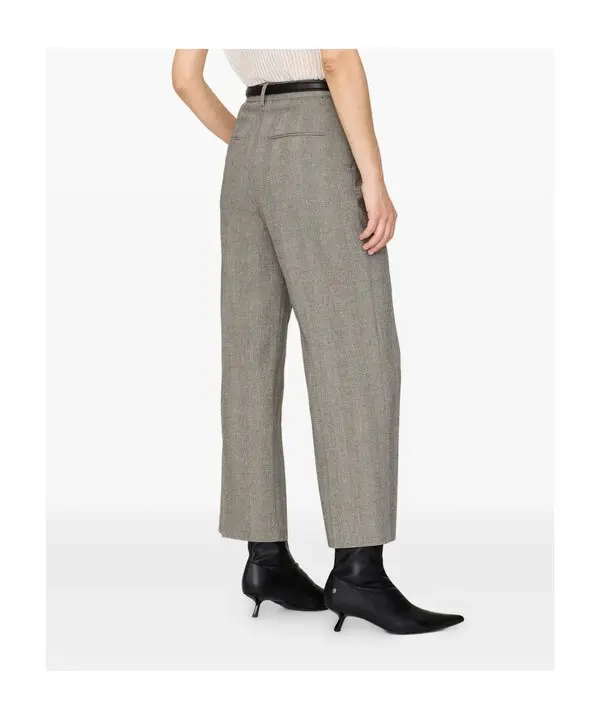 ANINE BING Mid Rise Belen Herringbone Trousers - Gray