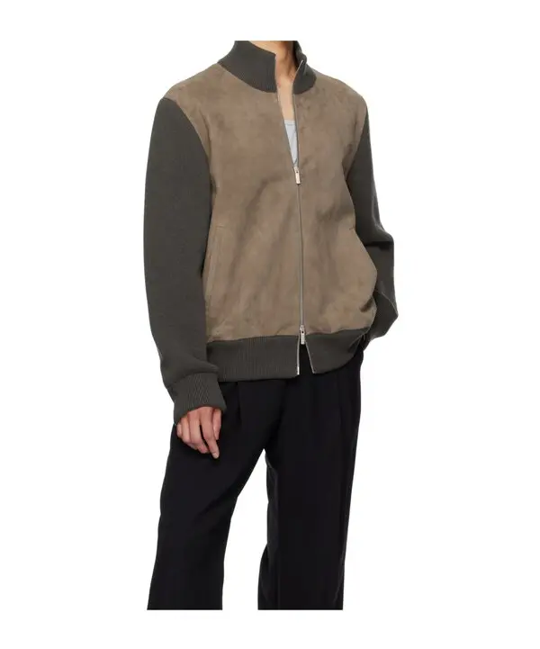 FERRAGAMO Zip-up Bomber Jacket - Concrete