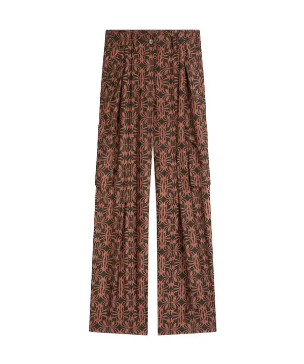 Dries Van Noten Graphic Butterfly Print Satin Cargo Pants