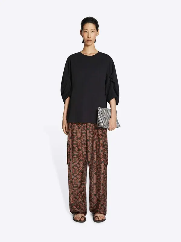 Dries Van Noten Graphic Butterfly Print Satin Cargo Pants