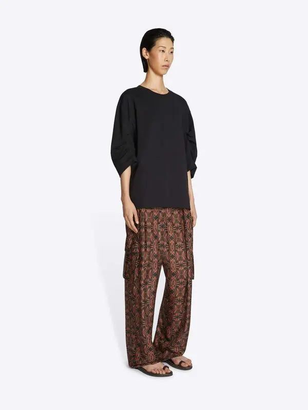 Dries Van Noten Graphic Butterfly Print Satin Cargo Pants