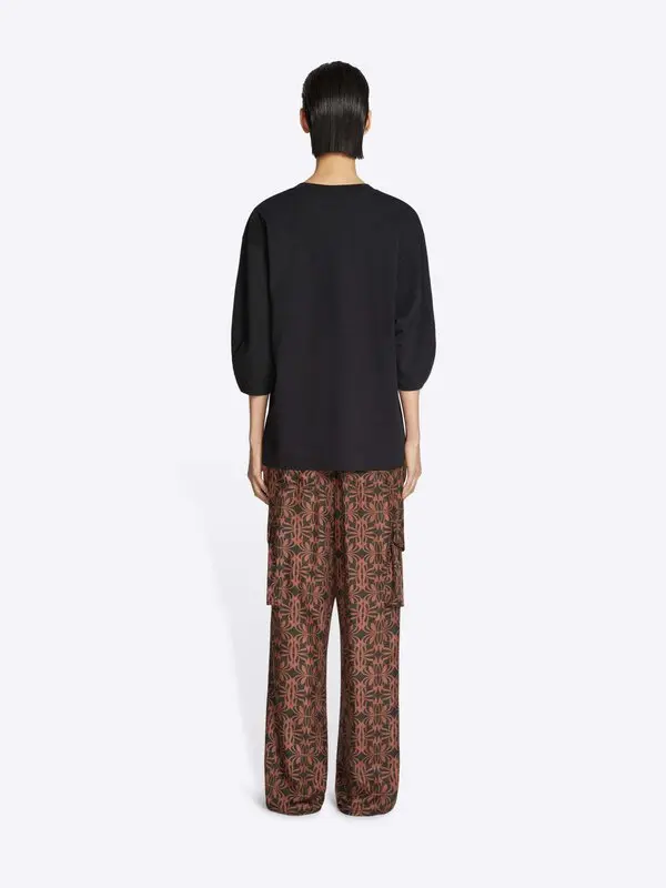 Dries Van Noten Graphic Butterfly Print Satin Cargo Pants