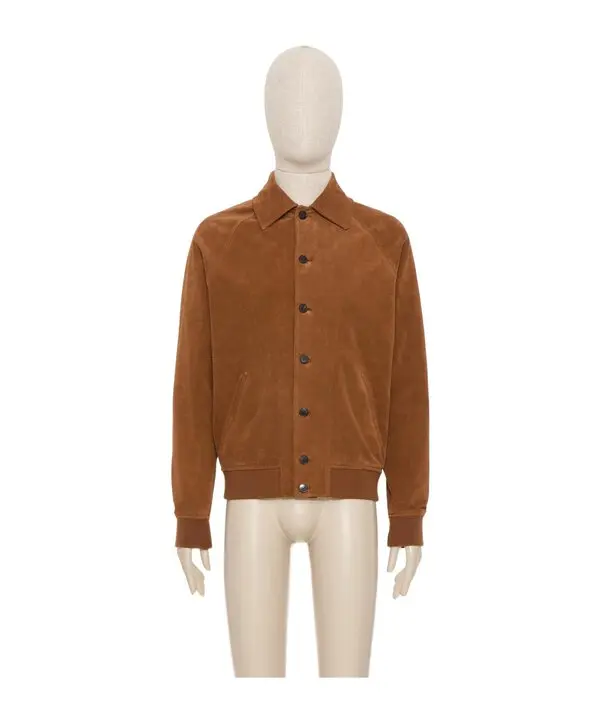 Valentino Garavani Suede Bomber Jacket With Button Closure