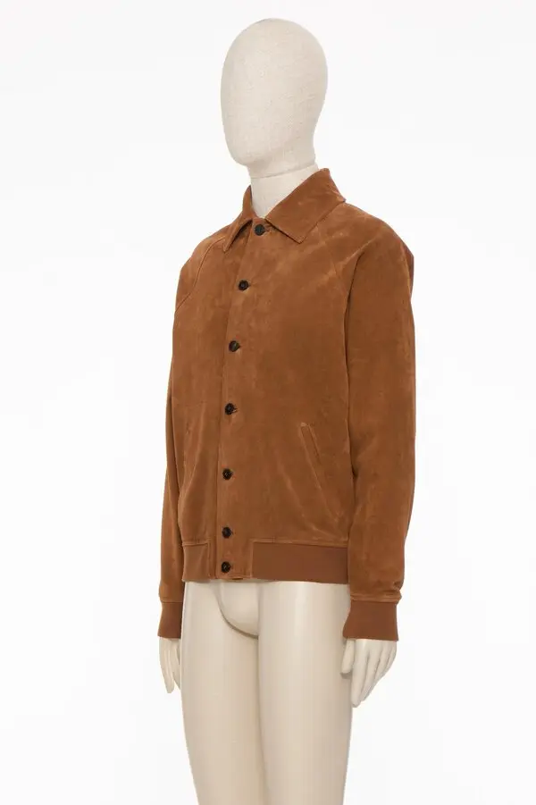 Valentino Garavani Suede Bomber Jacket With Button Closure