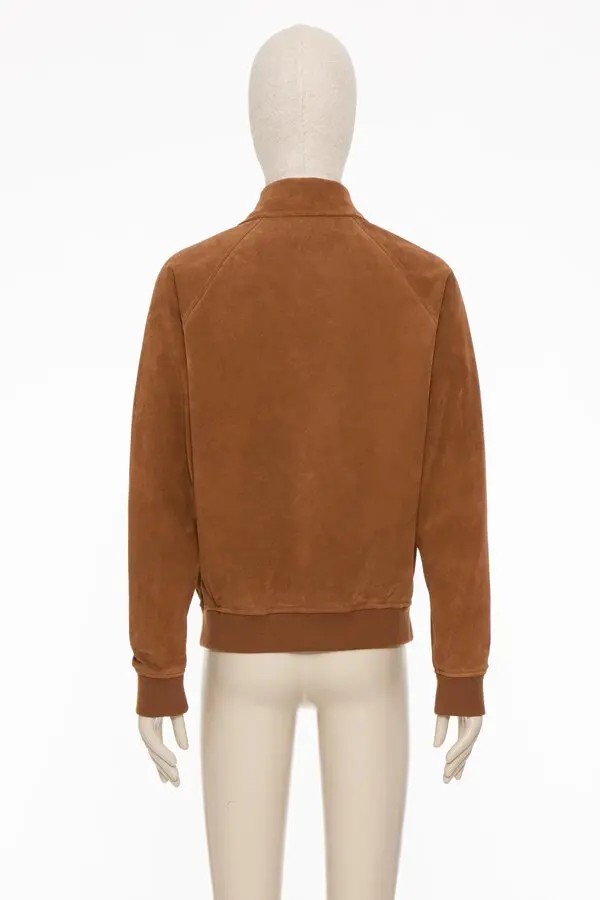 Valentino Garavani Suede Bomber Jacket With Button Closure