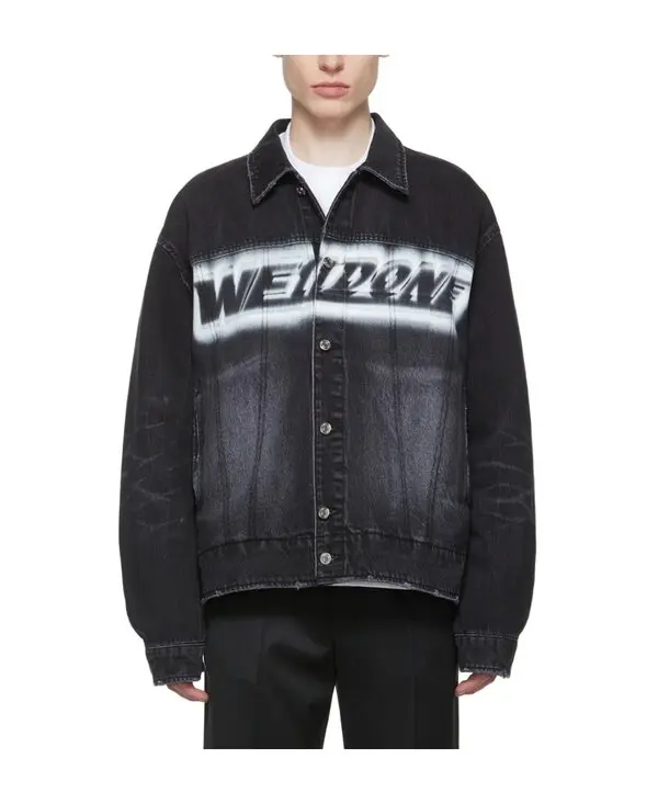 We11Done Logo Denim Jacket - Black