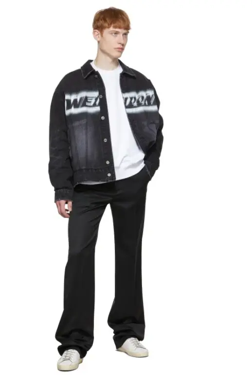 We11Done Logo Denim Jacket - Black