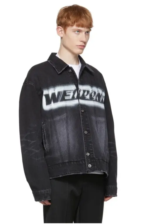 We11Done Logo Denim Jacket - Black