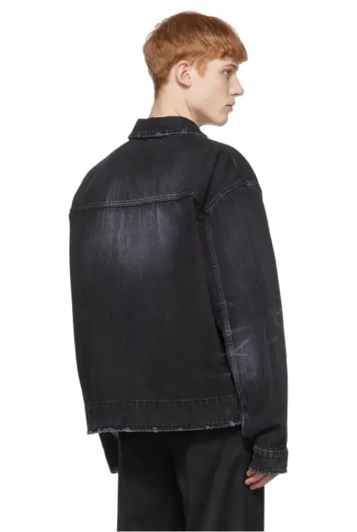We11Done Logo Denim Jacket - Black