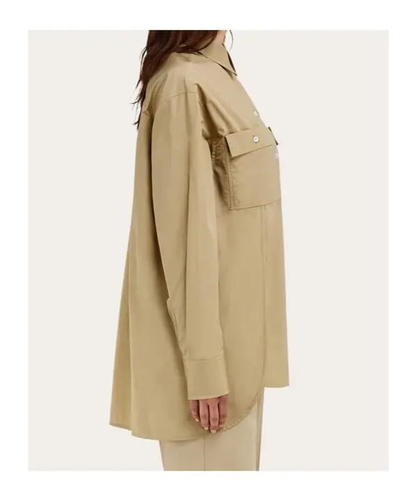 FERRAGAMO Long-sleeved Poplin Shirt - Stone