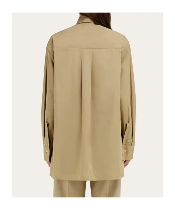 FERRAGAMO Long-sleeved Poplin Shirt - Stone
