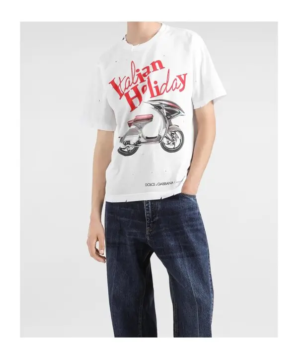 Dolce & Gabbana Dolce Gabbana Vespa Printed Crewneck Jersey T-shirt
