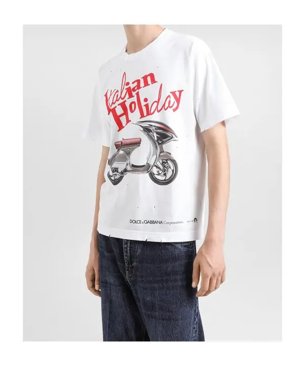 Dolce & Gabbana Dolce Gabbana Vespa Printed Crewneck Jersey T-shirt