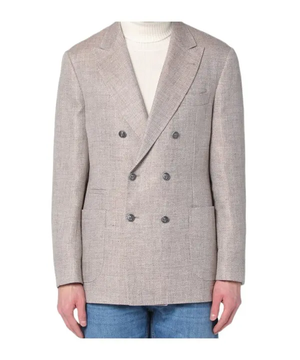 Brunello Cucinelli Double-breasted Long Sleeved Blazer - Beige