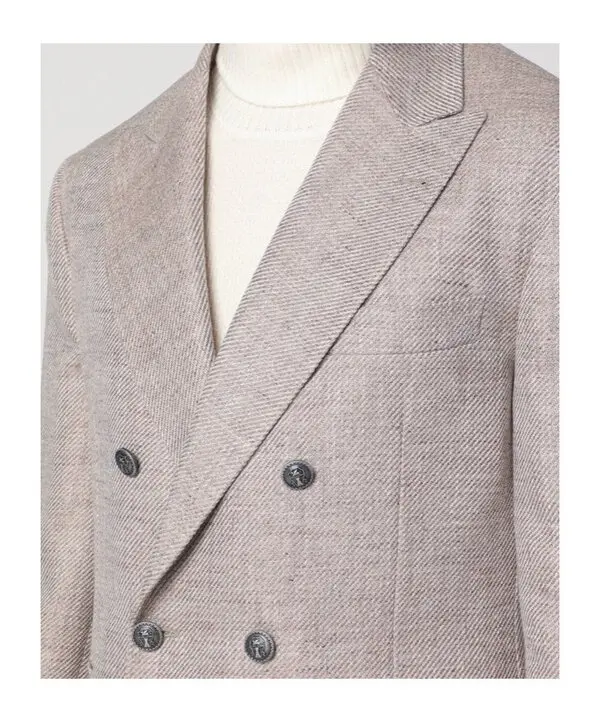 Brunello Cucinelli Double-breasted Long Sleeved Blazer - Beige