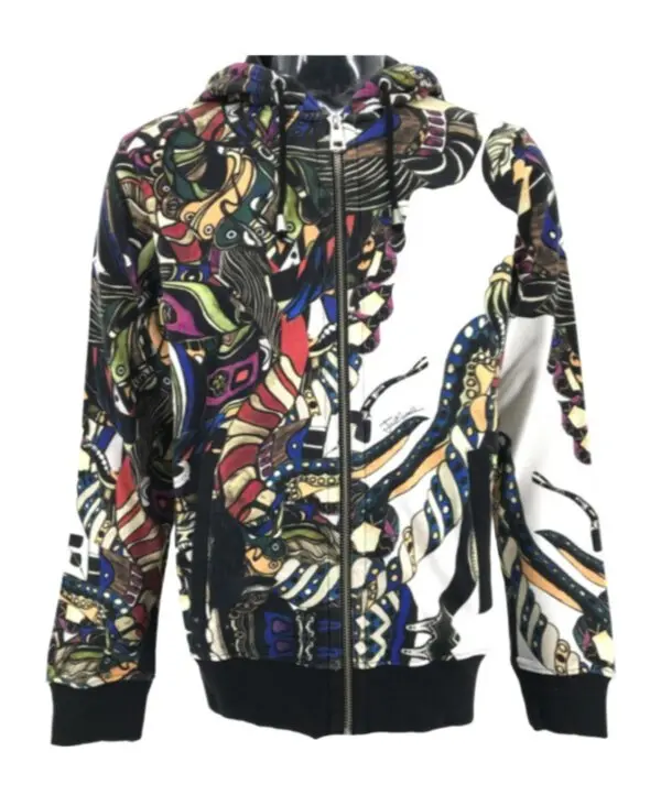 Just Cavalli Long Sleeve Zip Up Hooded Jacket - Black