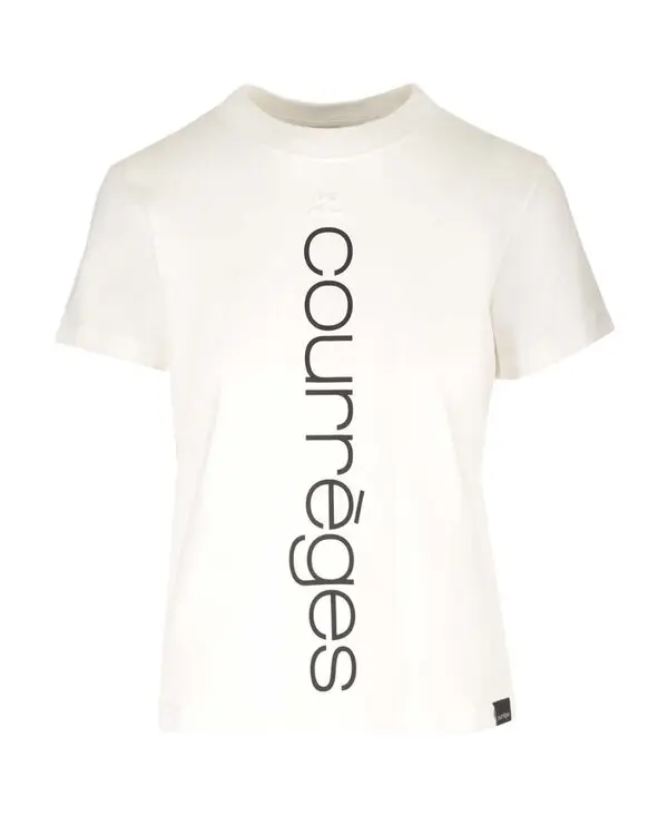 COURREGES Courrèges Logo Printed Crewneck T-shirt - White