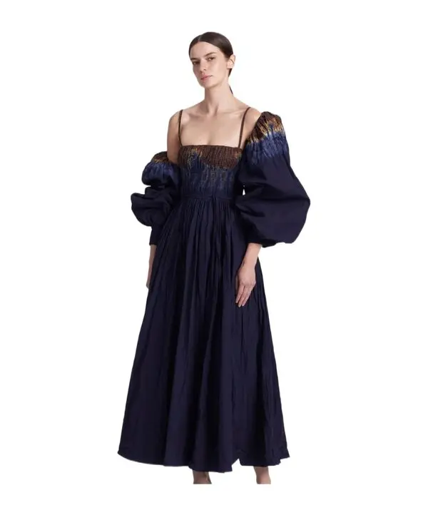 Altuzarra Pleated Dress With Detachable Bubble Sleeves