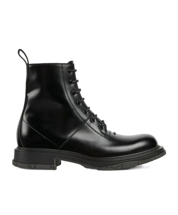 Gucci Tonal Logo Lace-up Boots