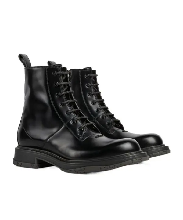 Gucci Tonal Logo Lace-up Boots