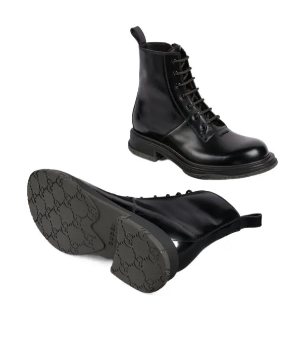Gucci Tonal Logo Lace-up Boots