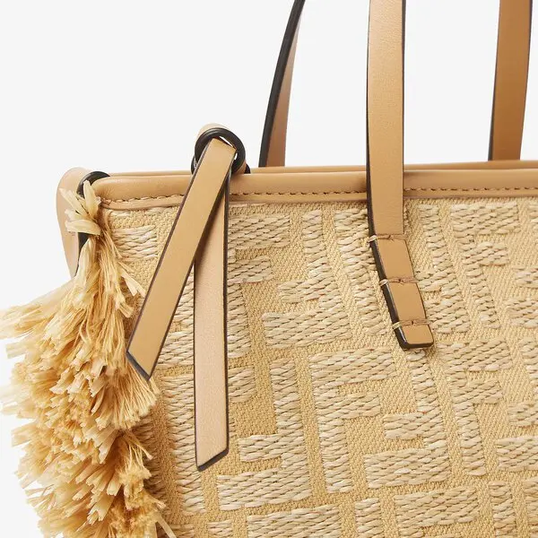 Fendi Mini Roll Ff Jacquard Fringed Tote Bag - Light Brown