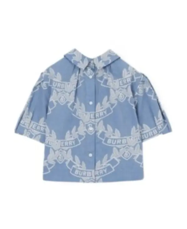 Burberry Puff Sleeve Collared Shirt With Oak Leaf Badge
