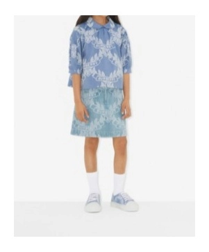 Burberry Puff Sleeve Collared Shirt With Oak Leaf Badge - Blue