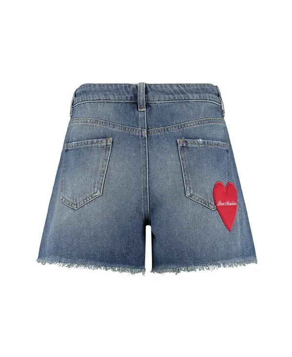 Moschino Heart Patch Denim Shorts