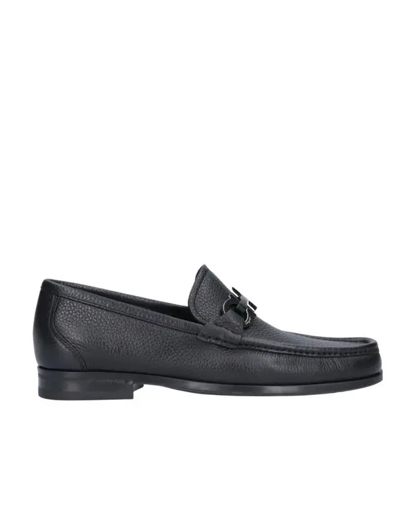FERRAGAMO Gancini Plaque Moccasin Loafers - Black