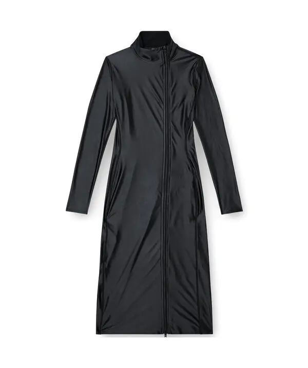 DIESEL® D-silver Asymmetrical Zip Midi Dress - Black