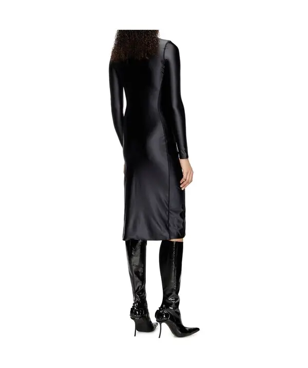 DIESEL® D-silver Asymmetrical Zip Midi Dress