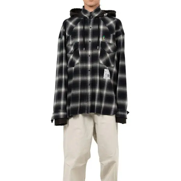 Mihara Yasuhiro Hooded Plaid Shirt - Black