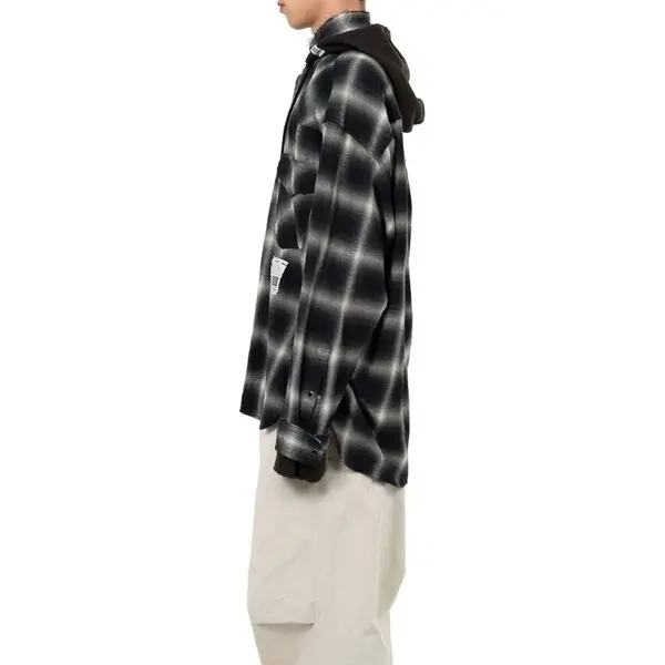 Mihara Yasuhiro Hooded Plaid Shirt - Black