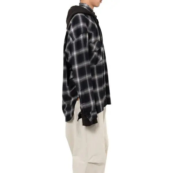 Mihara Yasuhiro Hooded Plaid Shirt - Black