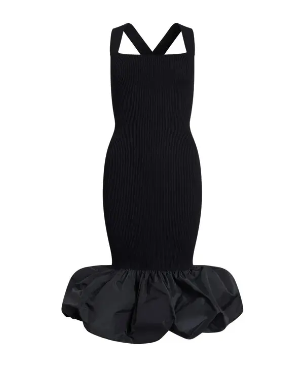 PATOU Ribbed Flounce-hem Knit Dress