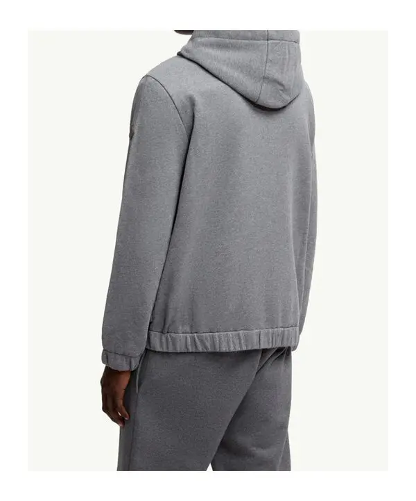 Moncler Leather Logo Zip-up Cotton Blend Hoodie