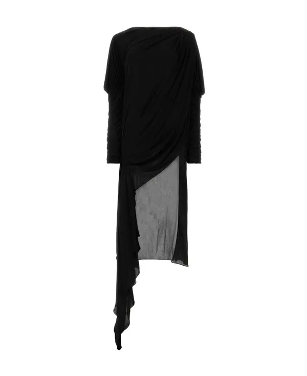 Gucci Ruched Crepe Long Sleeve Dress