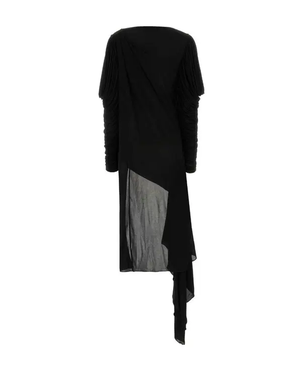 Gucci Ruched Crepe Long Sleeve Dress