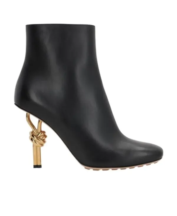 Bottega Veneta Square Toe Ankle Boots With Knot Detail Heel - Black