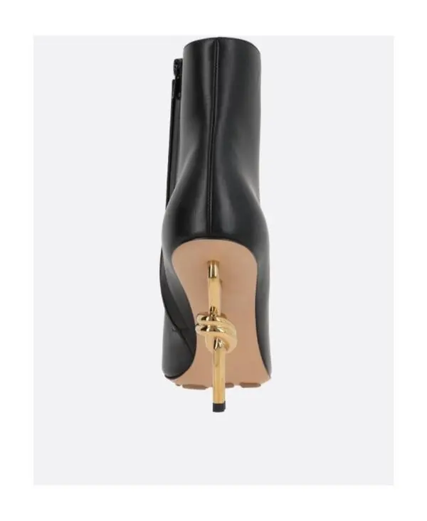 Bottega Veneta Square Toe Ankle Boots With Knot Detail Heel - Black