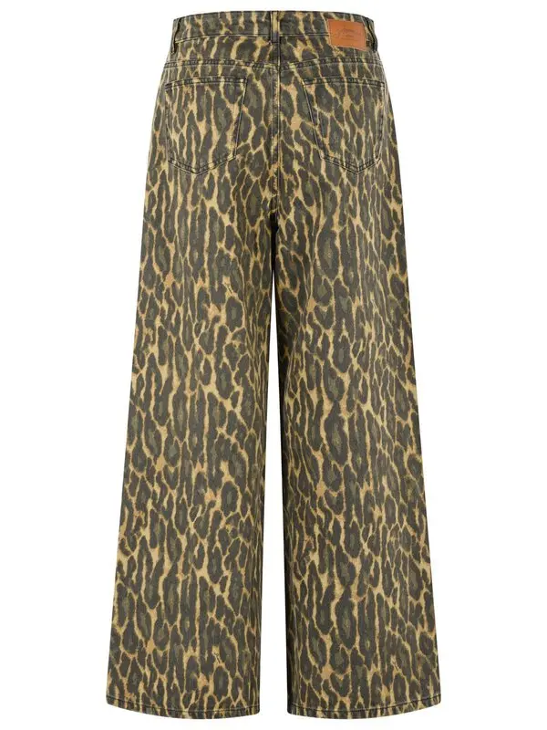 GANNI Wide-leg Printed Jeans