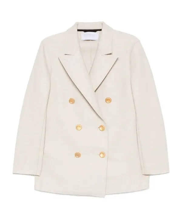 Harris Wharf London Double-breasted Gold-button Coat - White