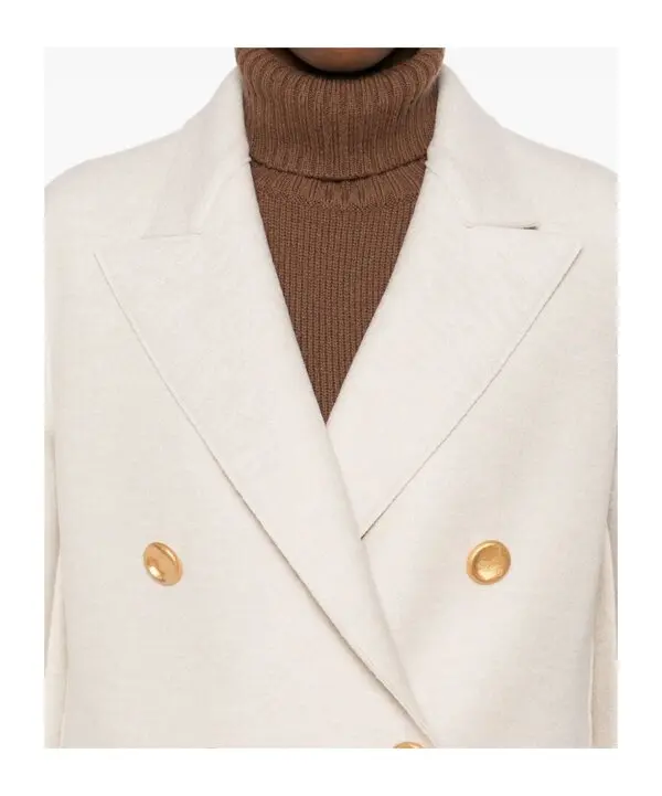 Harris Wharf London Double-breasted Gold-button Coat - White