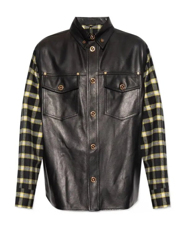 Versace Checked-panel Long-sleeve Shirt Jacket