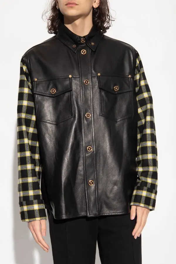 Versace Checked-panel Long-sleeve Shirt Jacket