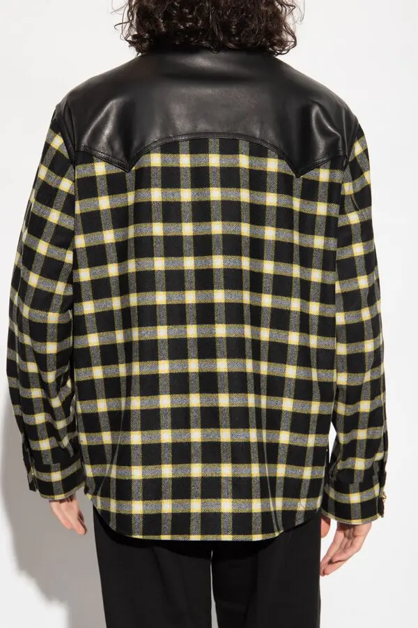 Versace Checked-panel Long-sleeve Shirt Jacket
