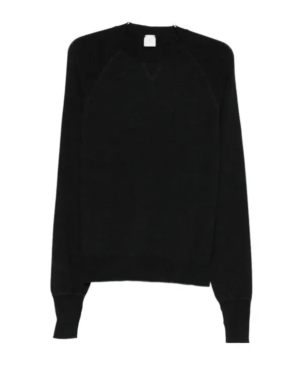 Eleventy Raglan Sleeve Fine Knit Pullover - Black